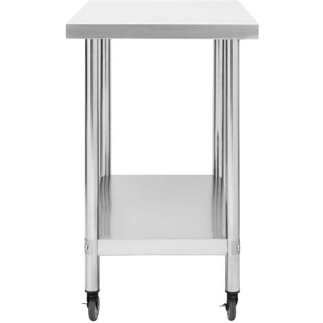 Table de travail de cuisine avec roues 100x30x85 cm Inox - table de ...