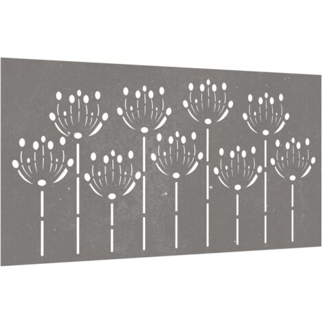 Décoration murale jardin 105x55 cm acier corten design de fleur ...