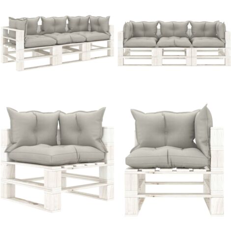 Canapé palette à 3 places de jardin avec coussins taupe Bois - canapé ...