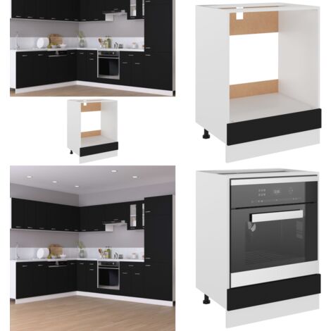 Armoire à four Noir 60x46x81,5 cm Bois d’ingénierie - Armoire À Four ...