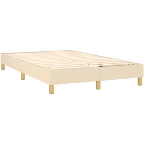 Sommier à lattes de lit avec matelas Crème 120x200 cm Tissu - Lit ...