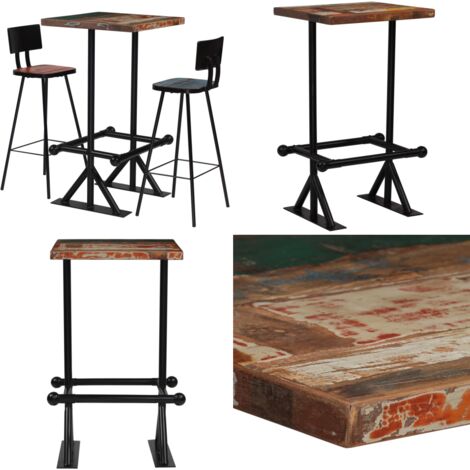 Mobilier de bar 3 pcs Bois de récupération massif Multicolore - Meuble ...