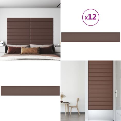 Panneaux muraux 12 pcs Marron 90x15 cm Similicuir 1,62 m² - Panneau ...