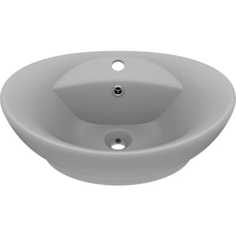 Lavabo ovale à trop-plein Gris clair mat 58,5x39 cm Céramique - Lavabo ...
