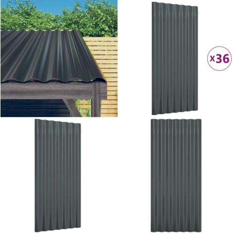 Panneaux de toiture 36 pcs Acier Anthracite 80x36 cm - panneau de toit - panneaux de toit - Home ...