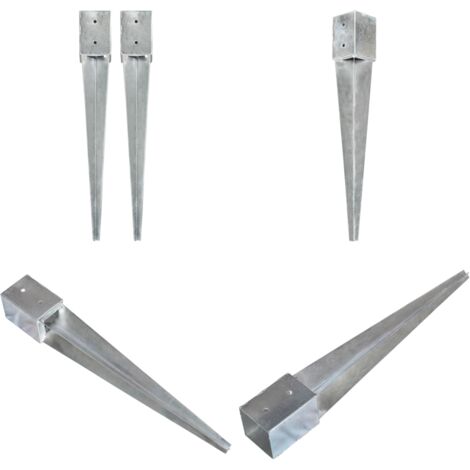 Piquets au sol 2 pcs Argenté 10x10x76 cm Acier galvanisé - piquet au ...