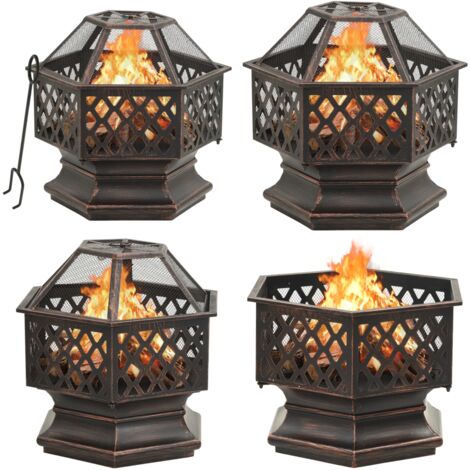 Foyer rustique avec tisonnier 62x54x56 cm XXL Acier - foyer - foyers ...