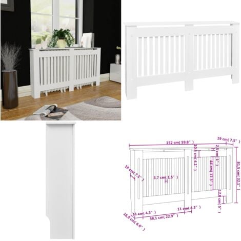 Cache-radiateur 152 cm MDF Blanc - cache-radiateur - cache-radiateurs ...