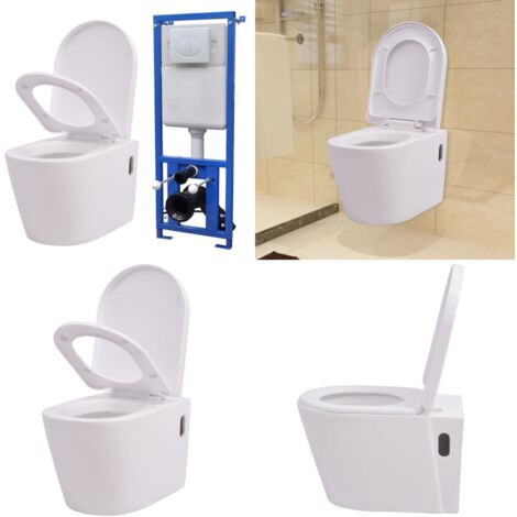 Toilette murale avec réservoir caché Céramique Blanc - toilette murale ...