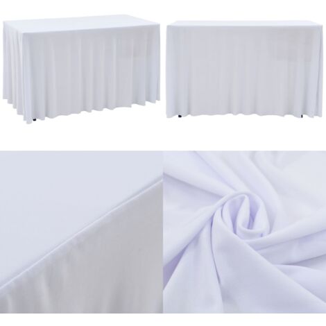 Nappes élastiques de table avec jupon 2 pcs 120x60,5x74cm Blanc - nappe ...