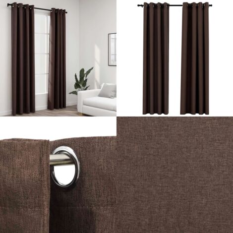 Rideaux occultants Aspect lin avec œillets 2pcs Taupe 140x245cm ...