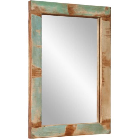Miroir 70x50 cm bois massif de récupération et verre - Miroir Design ...