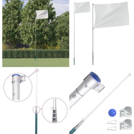 Mât de drapeau télescopique Argenté 5,55 m Aluminium - mât de drapeau ...
