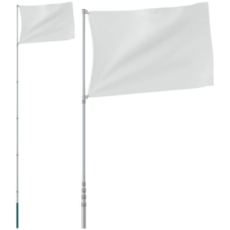 Mât de drapeau télescopique Argenté 5,55 m Aluminium - mât de drapeau ...