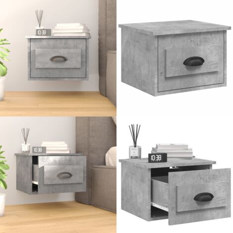 Table de chevet murale gris béton 50x36x40 cm - Table De Chevet Murale ...