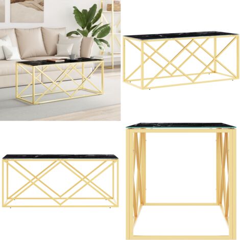 Table basse 110x45x45 cm acier inoxydable et verre - Table Basse ...