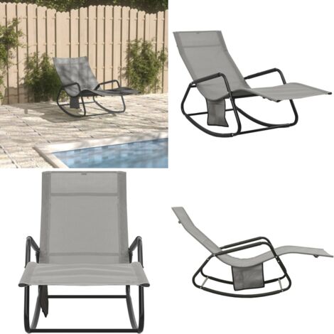 Chaise longue acier et textilène gris - Chaise Longue - Fauteuil De ...