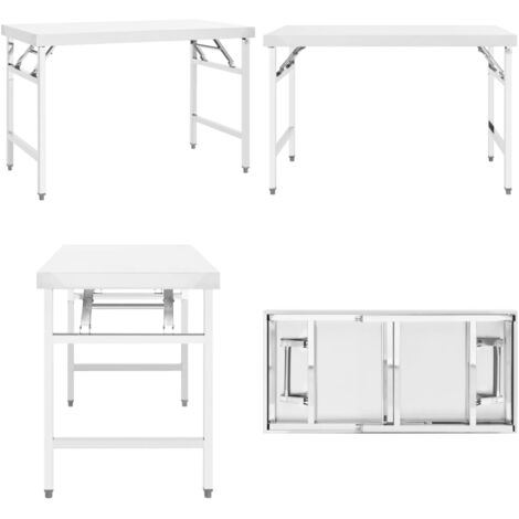 Table de travail pliable de cuisine 120x60x80 cm Inox - table de ...