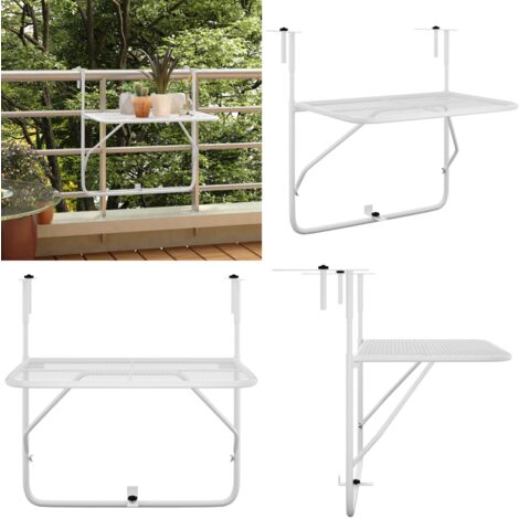 Table de balcon Blanc 60x40 cm Acier - table de balcon - tables de ...