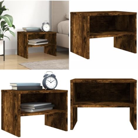 Table de chevet Chêne fumé 40x30x30 cm Bois d'ingénierie - table de ...