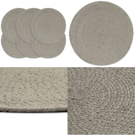 Napperons 6 pcs Gris Plain 38 cm Rond Coton - napperon - napperons ...