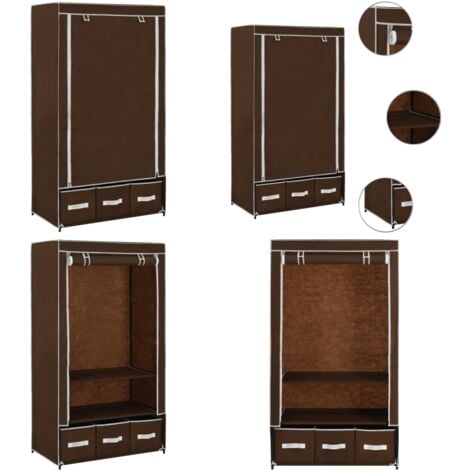 Garde-robe Marron 87x49x159 cm Tissu - Armoire Pliante - Armoire ...