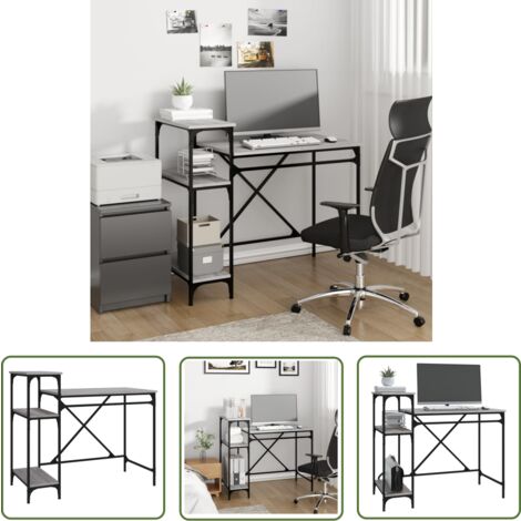 The Living Store Bureau avec étagères sonoma 105x50x90 cm bois d ...