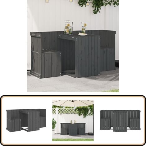 Set de balcon 2 places gris bois de pin massif - Salon De Jardin ...