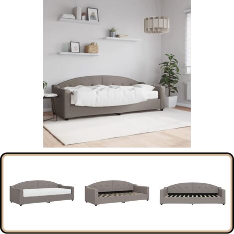 Lit de jour avec matelas taupe 80x200 cm tissu - Canapé Convertible ...