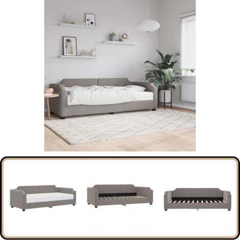 Lit de jour avec matelas taupe 80x200 cm tissu - Canapé Convertible ...