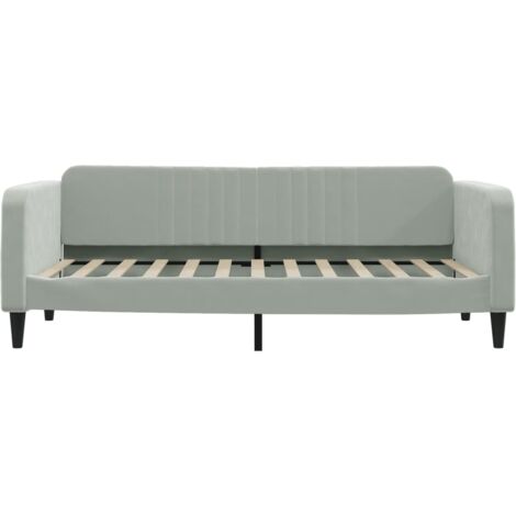 Lit de repos sans matelas gris clair 90x200 cm velours - Canapé ...