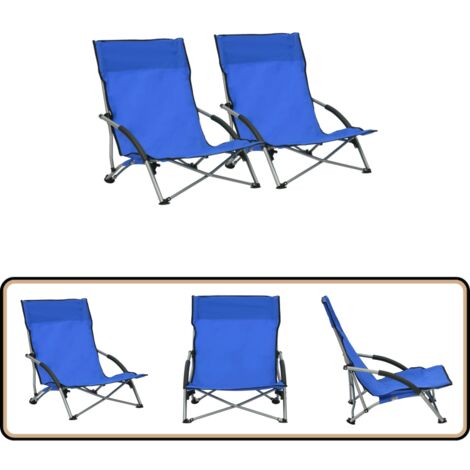Chaises de plage pliables lot de 2 Bleu Tissu - Chaise De Plage ...