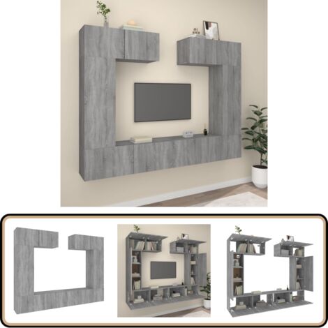 Ensemble de meubles TV 6 pcs Sonoma gris Bois d'ingénierie - Meuble Tv ...