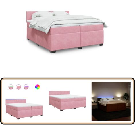 Sommier à lattes de lit avec matelas Rose 200x200 cm Velours - Lit ...