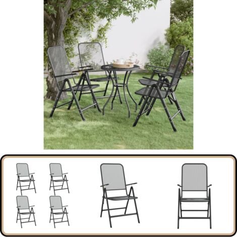Chaises pliables jardin lot de 4 Maille métallique Anthracite - Chaise ...