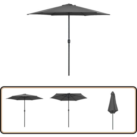 Parasol de jardin et mât en aluminium 270x246 cm Anthracite - Parasol ...