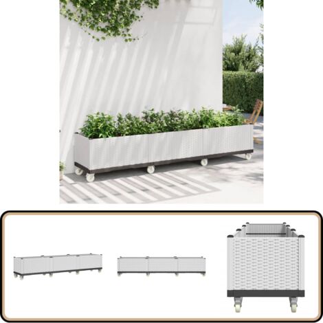 Jardinière à roulettes blanc 240x50x54 cm PP - Jardinierre Extérieure ...