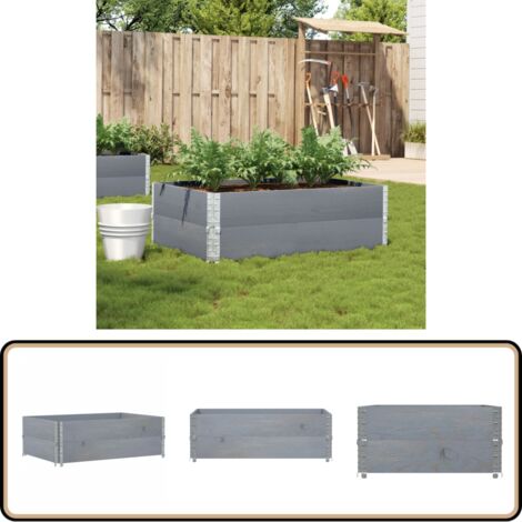 Jardinière gris 120x80 cm bois massif de pin - Jardinieres Exterieures ...