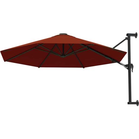 Parasol mural avec mât en métal 300 cm Terre cuite - Parasol Mural ...