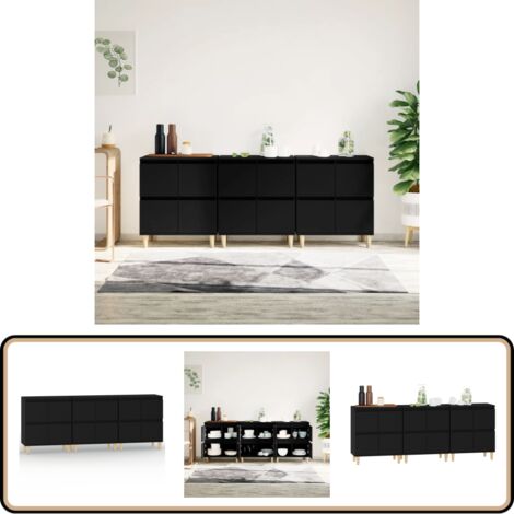 Buffets 3 pcs noir 60x35x70 cm bois d'ingénierie - Buffet Classique ...