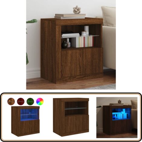 Buffet avec lumières LED chêne marron 60,5x37x67 cm - Buffet Design ...