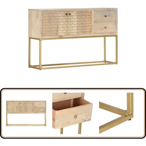 buffet doré 120x30x75 cm bois de manguier massif - Buffet Doré - Buffet ...