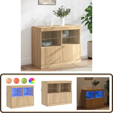 Buffet avec lumières LED chêne sonoma 81x37x67 cm - Buffet Design ...