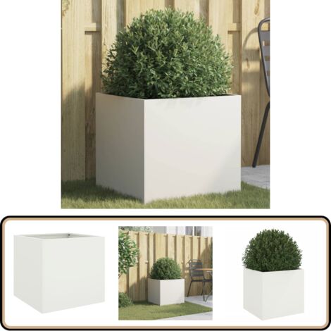 Jardinière blanc 49x47x46 cm acier - Jardinier - Pot De Fleurs - Balcon ...