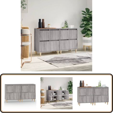 Buffets 2 pcs sonoma gris 60x35x70 cm bois d'ingénierie - Buffet ...