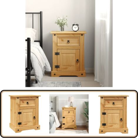 Table de chevet Gamme Corona pin mexicain 53x39x66 cm - Table De Chevet ...