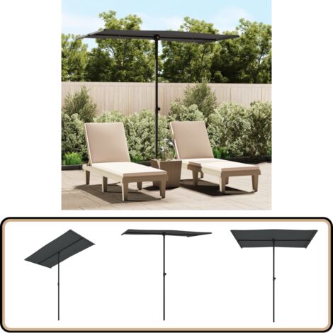Parasol de jardin avec mât en aluminium 180x110 cm anthracite - Parasol ...