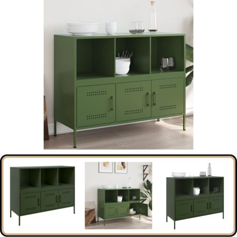 Buffet vert olive 100,5x39x79 cm acier - Buffet Industriel - Meuble ...