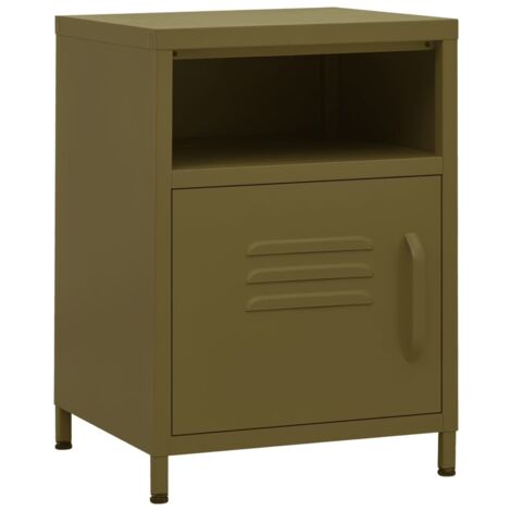 Table de chevet Vert olive 35x35x51 cm Acier - Table De Chevet - Meuble ...