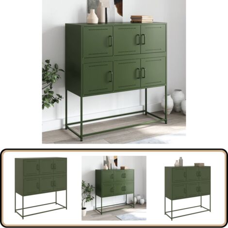 Buffet vert olive 100,5x39x107 cm acier - Buffet Design - Meuble ...